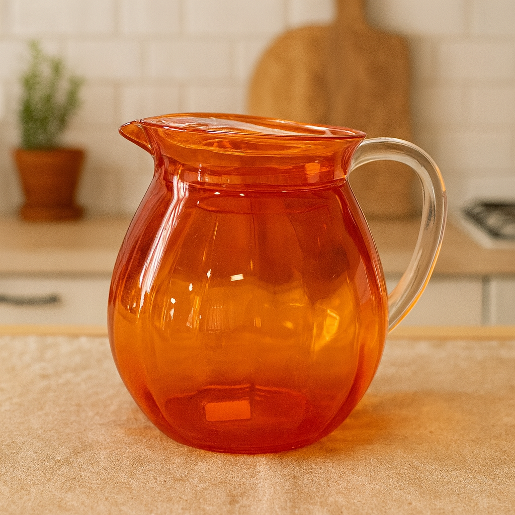Orange Lassi Jug with Lid – 6 Piece Set - Habitt