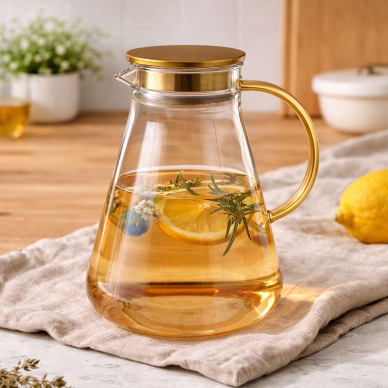 Clear Glass Water Jug – Elegant Serving Pitcher - Habitt